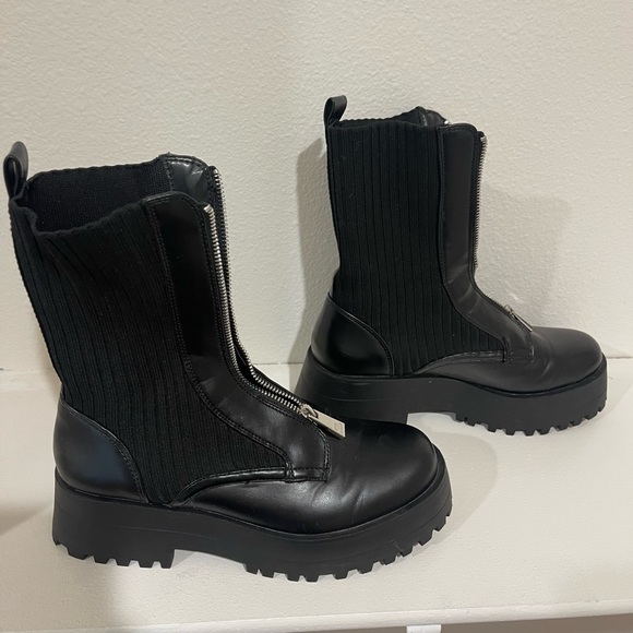 Zara | Shoes | Zara Platform Boot With Knit | Poshmark